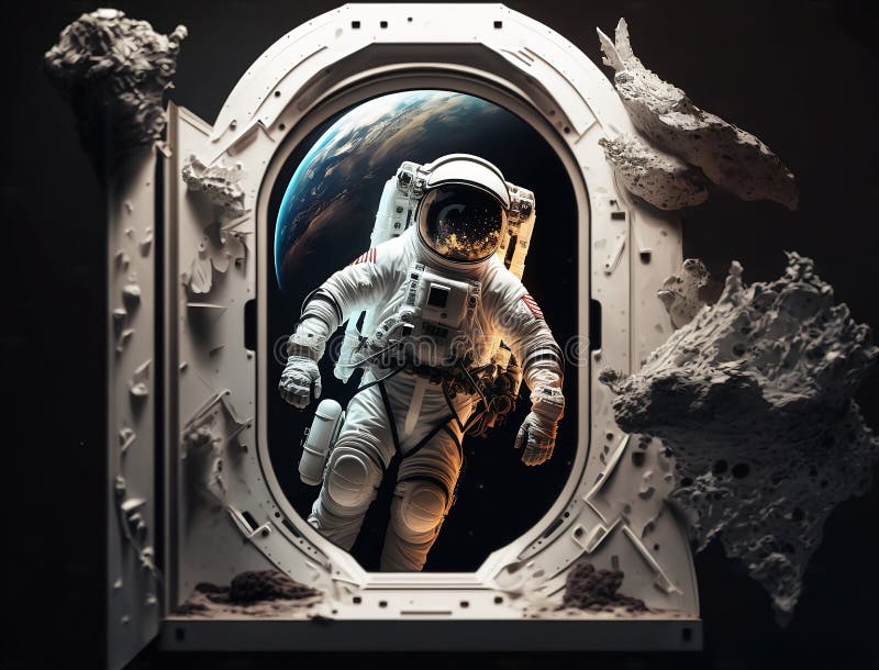 Astronauts Work in Outer Space on the Outer Shell of the Space Station ...