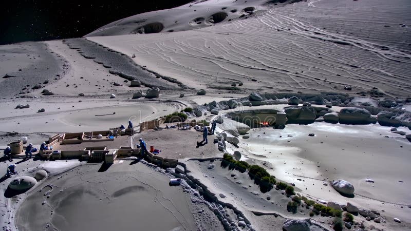 Astronauts Working at Lunar Mining Site on Moon Surface Stock Video - Video of mining, scientist ...