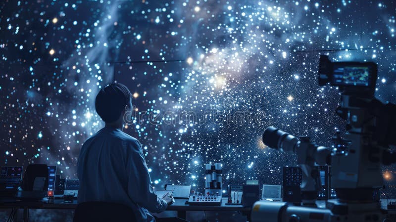 Astronomer with AI in Observatory AIG60 Stock Image - Image of ...