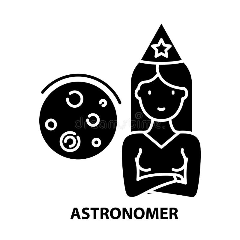 Astronomer Icon, Black Vector Sign with Editable Strokes, Concept ...