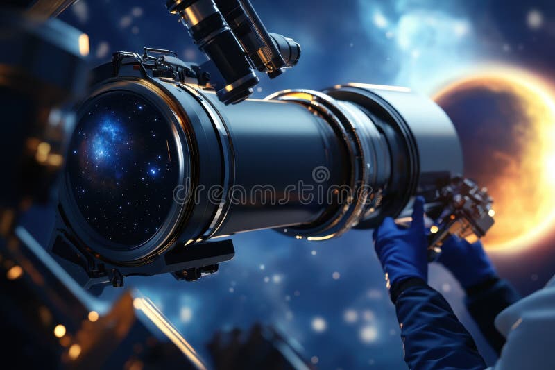 Astronomer Observes Deep Space Using a Telescope from a Research ...