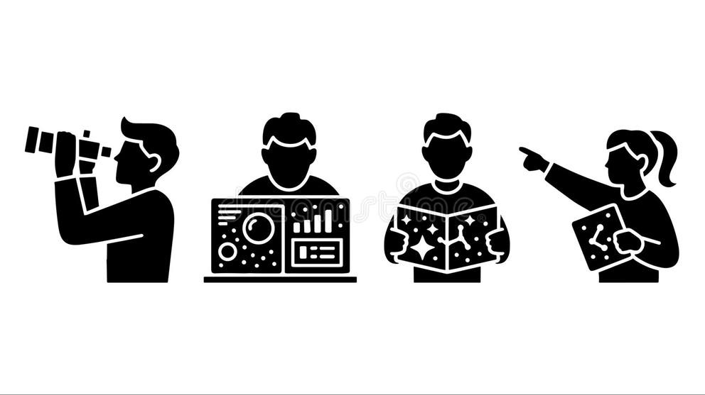 Astronomer Observing Space Telescope Data Star Map Analysis Stock ...
