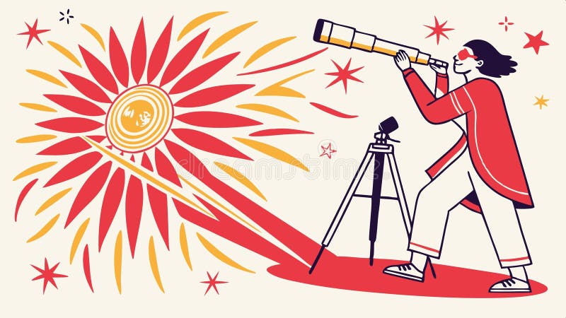 Astronomer with Telescope, Space Observation Vector Design Generative ...