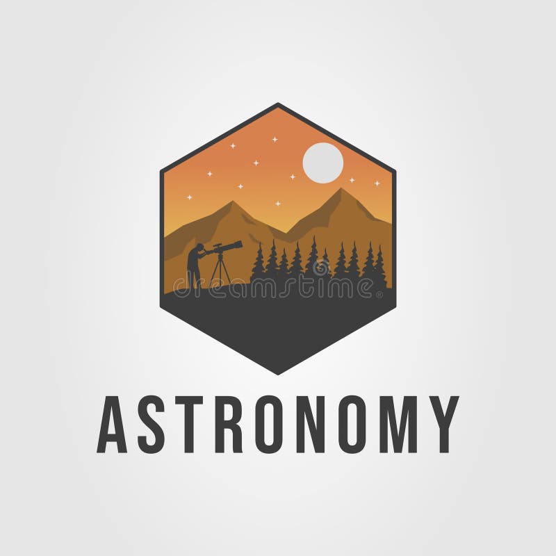 Astronomers Use Telescopes To Observe the Moon Logo Vector Illustration ...