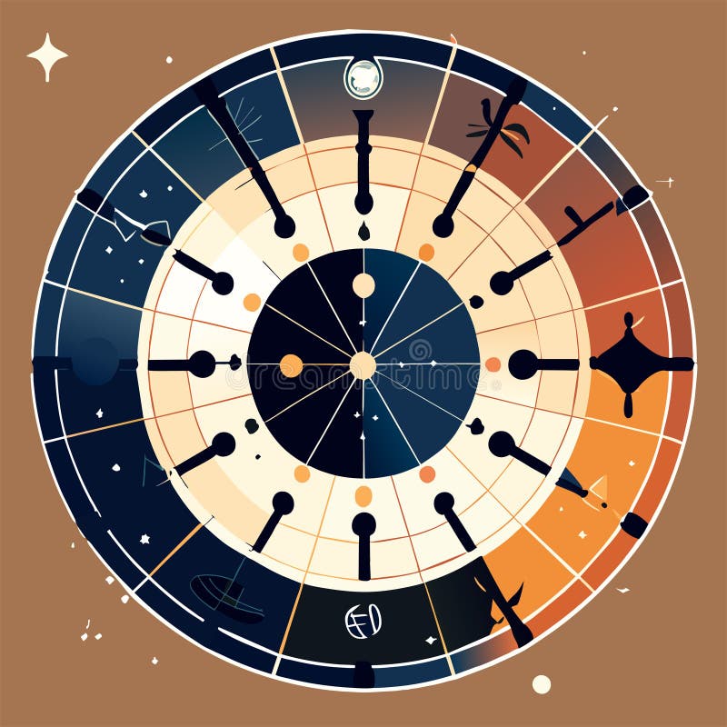 Astronomical Chart with Zodiac Signs. Vector Illustration in Flat Style ...