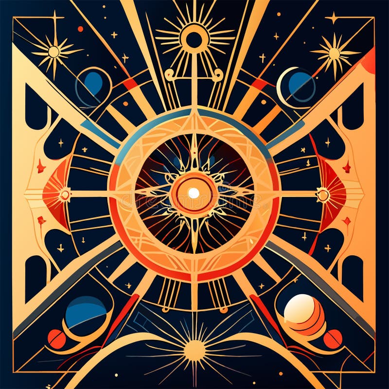 Astronomical Chart. Planets and Stars. Vector Illustration Stock Image ...