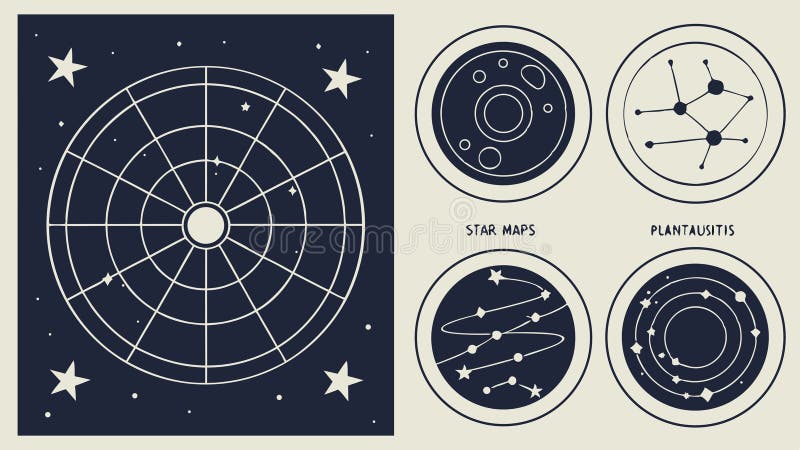 Astronomical Charts and Celestial Bodies, Cosmic Science, Vector Design Generative AI Stock ...