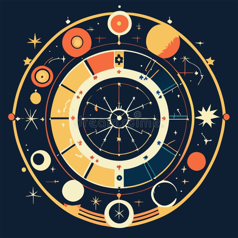 Astronomical Circle with Stars and Planets. Vector Illustration in a ...