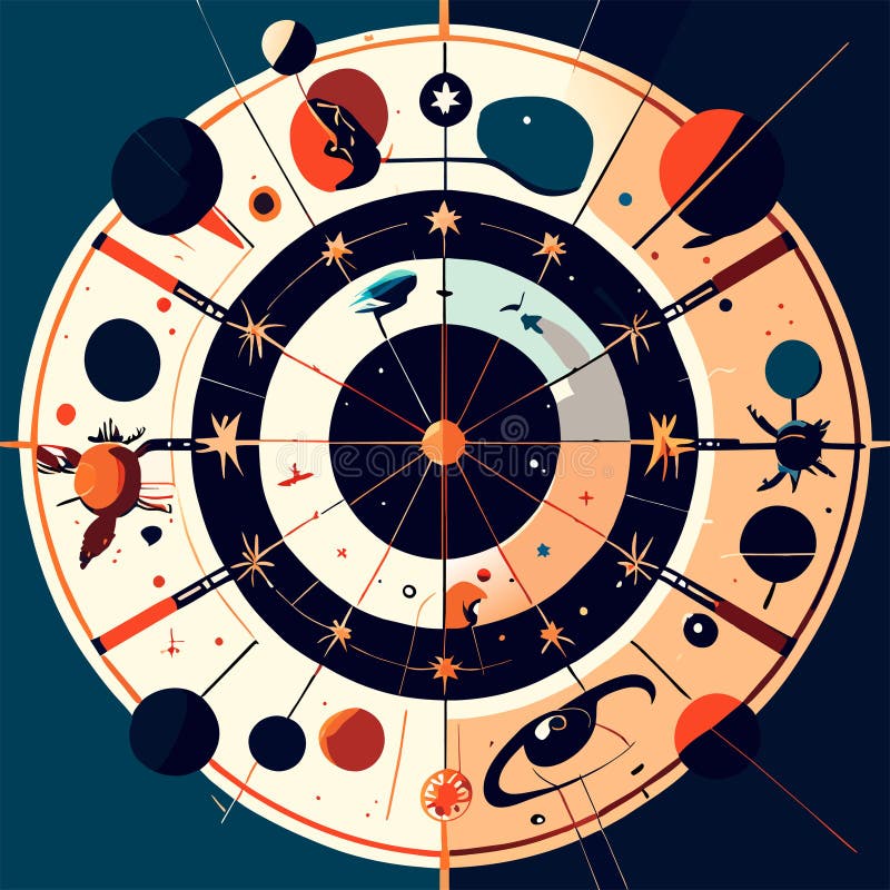 Astronomical Circle with Stars and Planets. Vector Illustration in a ...