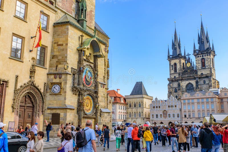 Astronomical Clock Tower and Old Town Square in Prague, Czech Republic ...