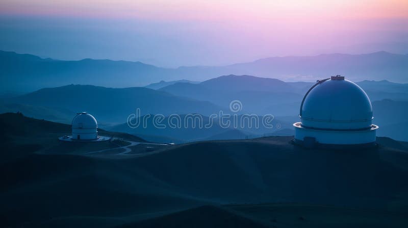 Astronomical Observatories Exploring the Universe at Sunset Over ...