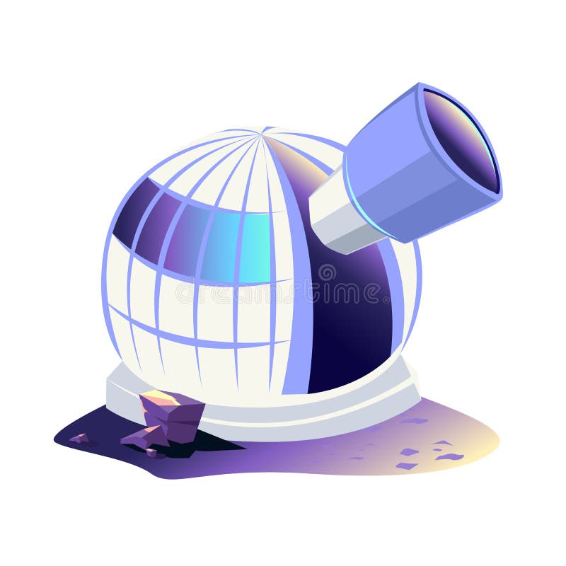 Astronomical Observatory in Cartoon Style Stock Vector - Illustration ...