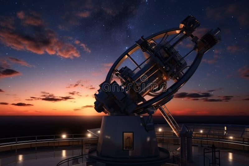 Astronomical Observatory on the Deck of a Cruise Ship. 3d Render, a Big ...