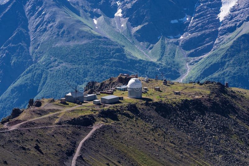 Astronomical Observatory in High Mountainous Terrain Stock Image ...