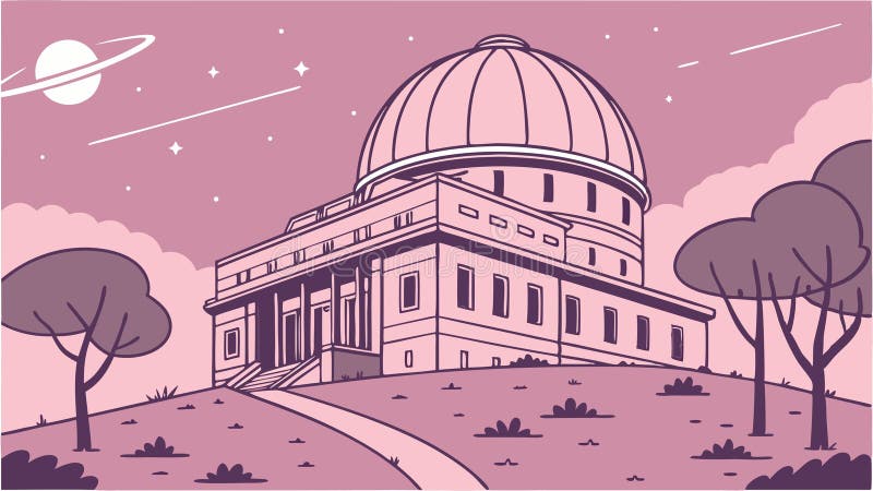 Astronomical Observatory on Hill, Scientific Exploration, Vector Design ...