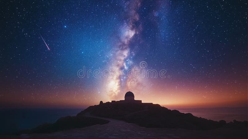 Astronomical Observatory in a Panoramic Point, with the Milky Way ...