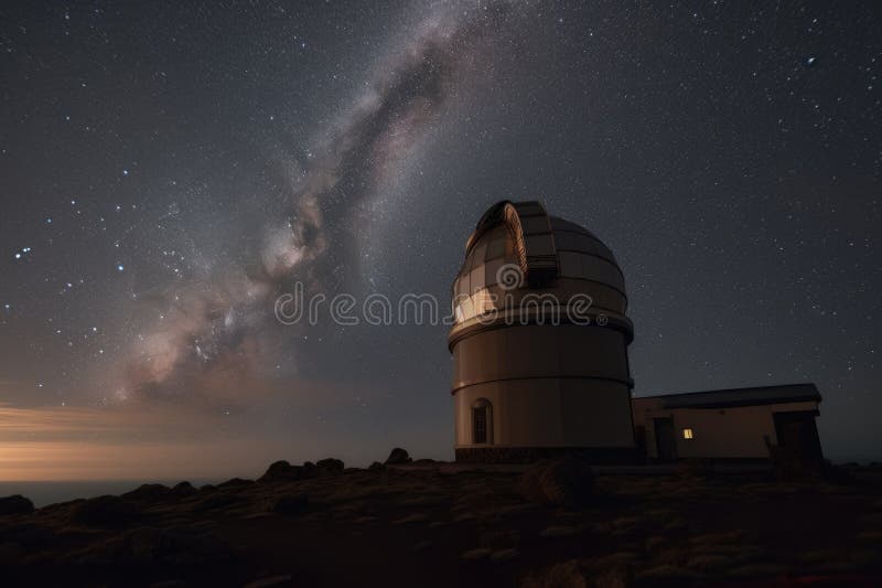 Astronomical Observatory, with Telescope Peering through Window into ...