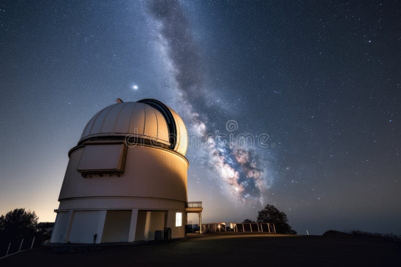 Astronomical Observatory, with Telescopes Pointing To the Night Sky and ...