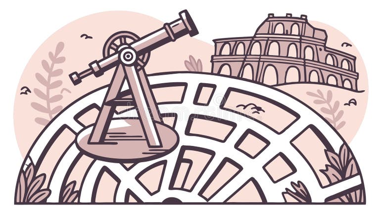 Astronomical Quadrant on Romanesque Pattern, Vector Design Generative ...