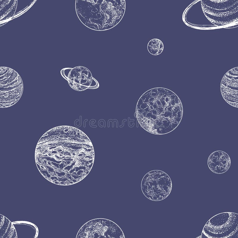 Astronomical Seamless Pattern with Planets and Other Planetary Bodies ...