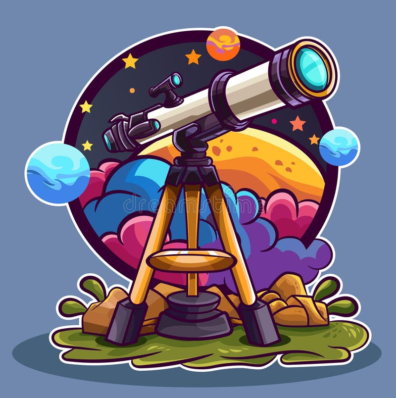 Astronomical Spyglass with Beautiful Observation Point, Vector ...