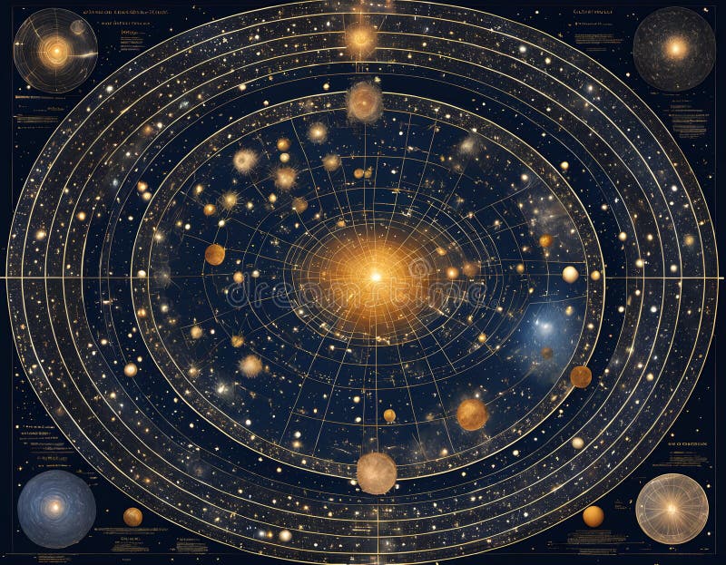 Astronomical Star Map with Detailed Celestial Bodies and Annotations ...