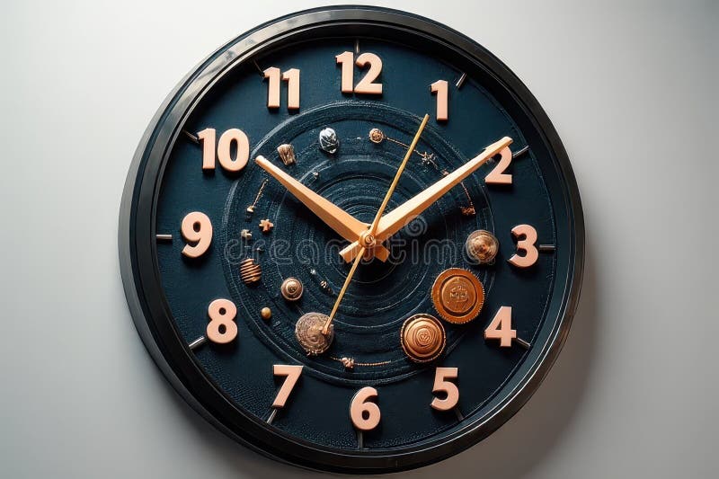 Astronomical Wall Clock Design Stock Illustration - Illustration of ...