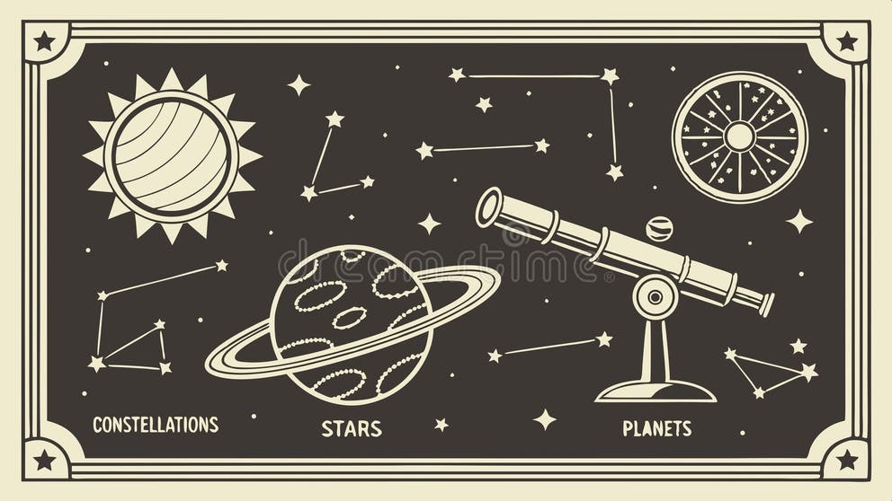 Astronomy Chart with Planets. Space Science and Celestial Bodies Design ...