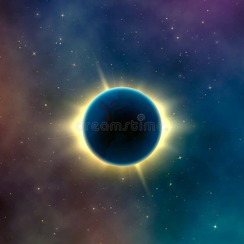 Astronomy Effect Solar Eclipse. Abstract Starry Galaxy Background Stock ...