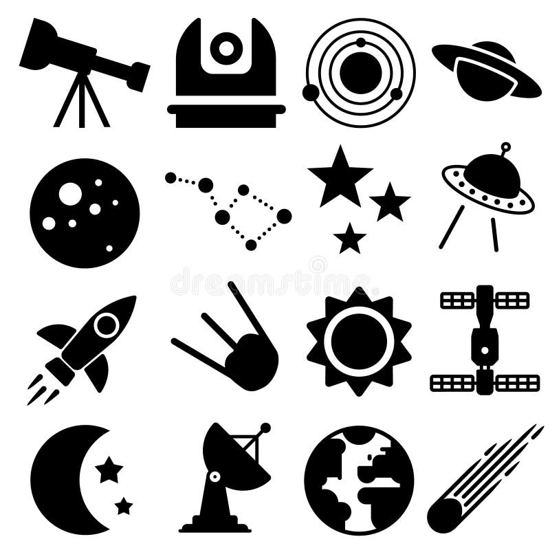 Astronomy Icons Vector Set. Space Illustration Symbol Collection. for ... Astronomy Icons Vector Set. Space Illustration Symbol Collection. for ...