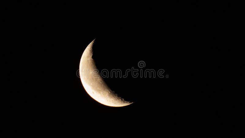 Small Crescent Moon Isolated in a Pitch Black Sky Stock Image - Image ...