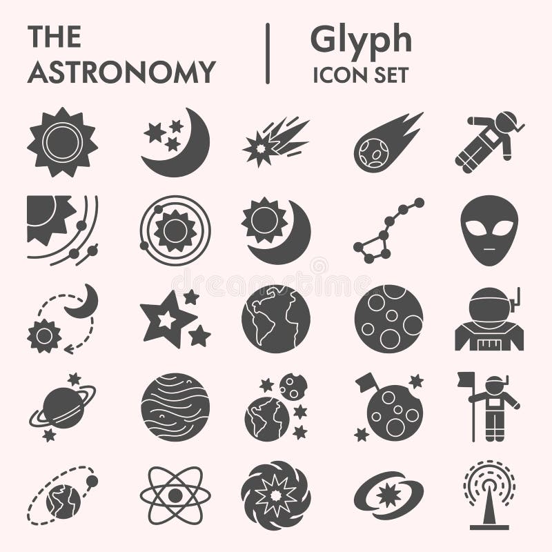 Astronomy Solid Icon Set. Universe Objects Collection, Vector Sketches ...