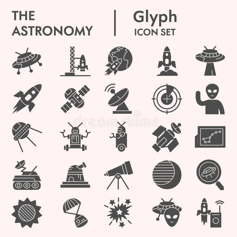 Astronomy Solid Icon Set. Universe Objects Collection, Vector Sketches ...