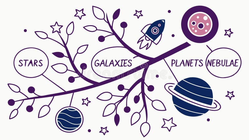Astronomy and Space Exploration Mind Map on a Branch Vector, Vector Design Generative AI Stock ...