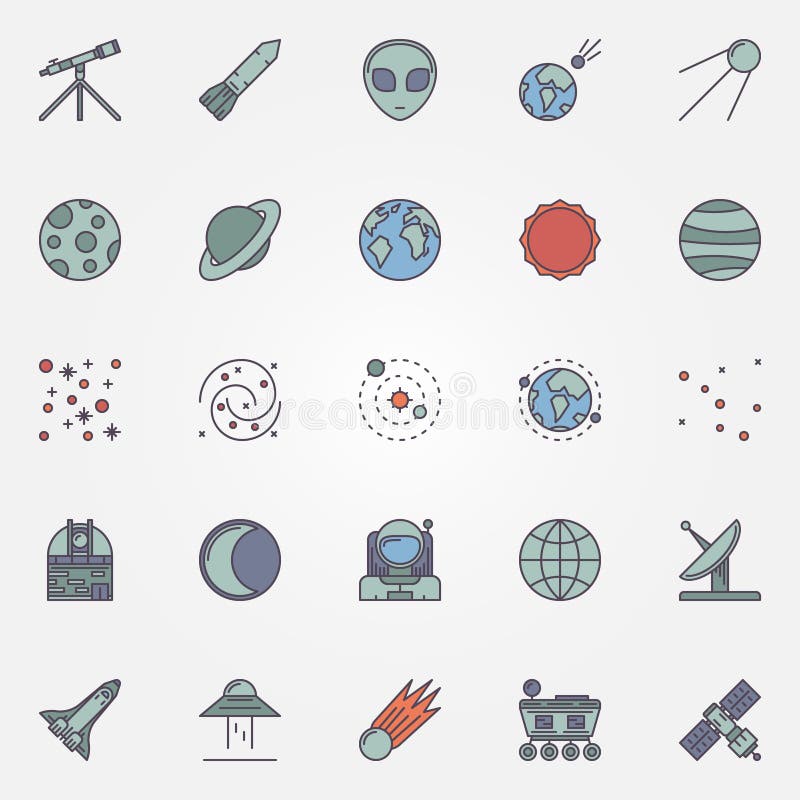 Astronomy and space icons stock vector. Illustration of technology ...