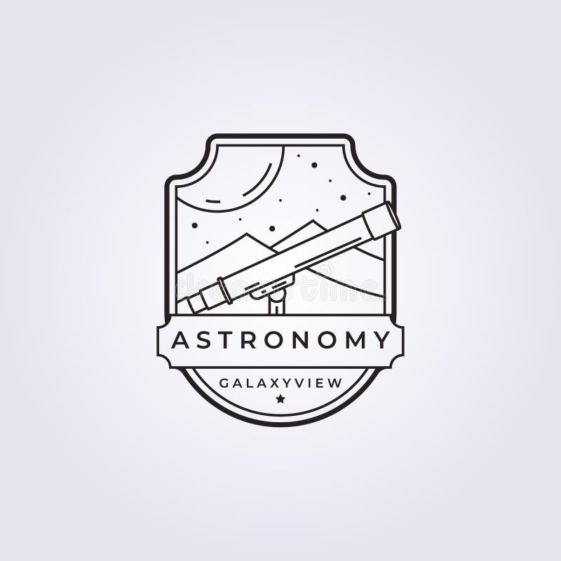 Astronomy and Telescope Minimal Line in Badge Logo Vector Illustration ...
