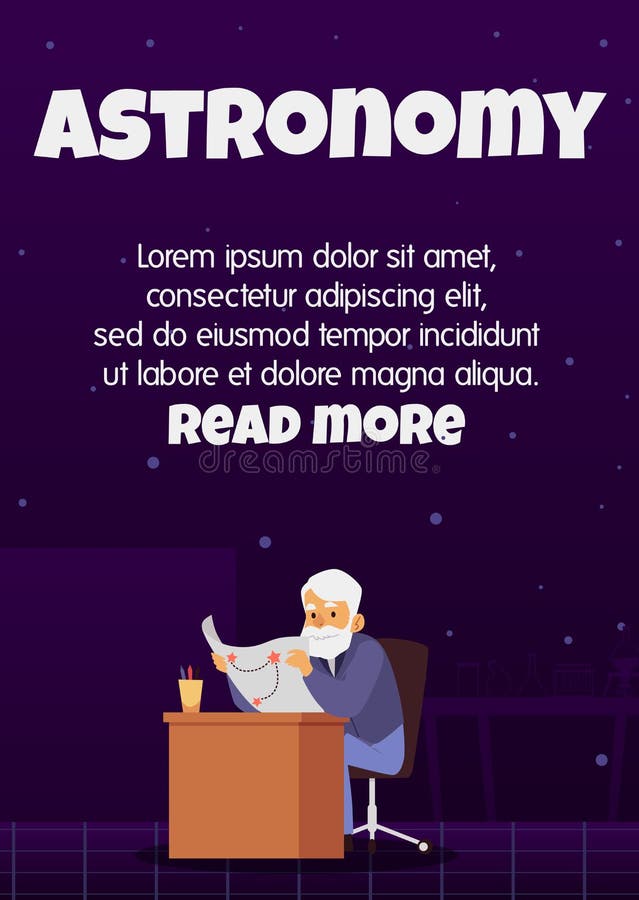 Astronomy Web Banner or Poster with Scientist, Flat Vector Illustration ...