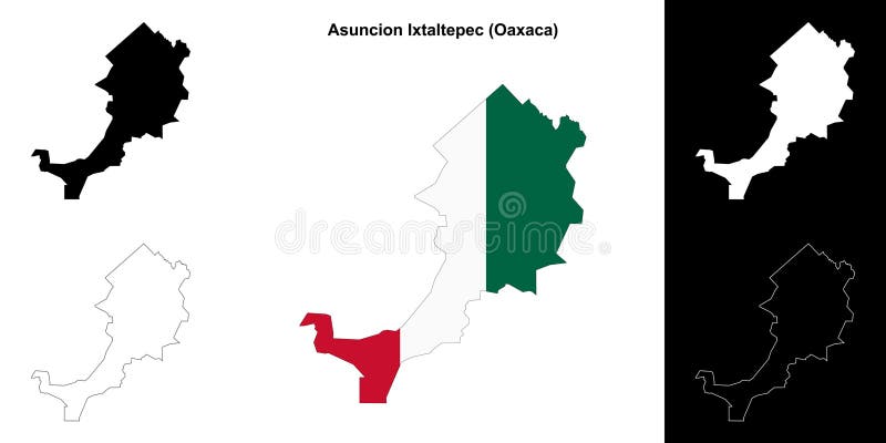 Asuncion Ixtaltepec Outline Map Stock Vector - Illustration of ...