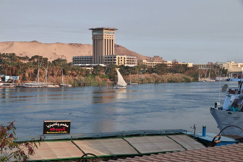 Aswan, Egypt - 27 Feb 2017: the Felucca on Nile River in Aswan, Egypt ...