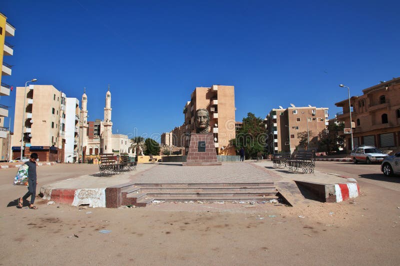 Aswan, Egypt - 26 Feb 2017: the Statue in Aswan City on Nile River ...