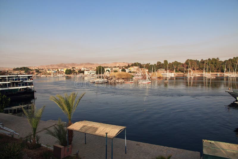 The View on Aswan City on Nile River, Egypt, Africa Stock Photo - Image ...
