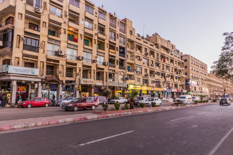 ASWAN, EGYPT: FEB 12, 2019: View of a Street in the Center of Aswan ...
