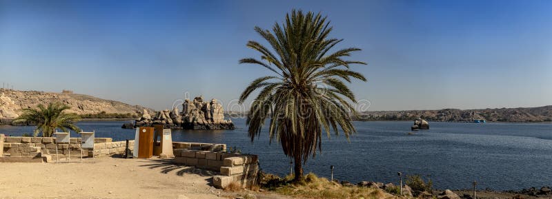 Aswan, Egypt January 18, 2024: the Panorama of the Ancient Nile River ...