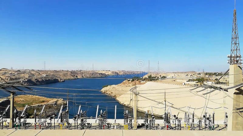 The Aswan High Dam on the Nile River, Egypt. Stock Image - Image of ...