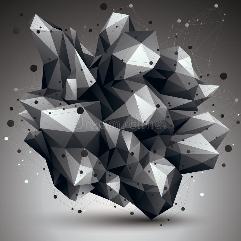 Asymmetric 3D Abstract Object with Connected Lines and Dots, Geo Stock ...