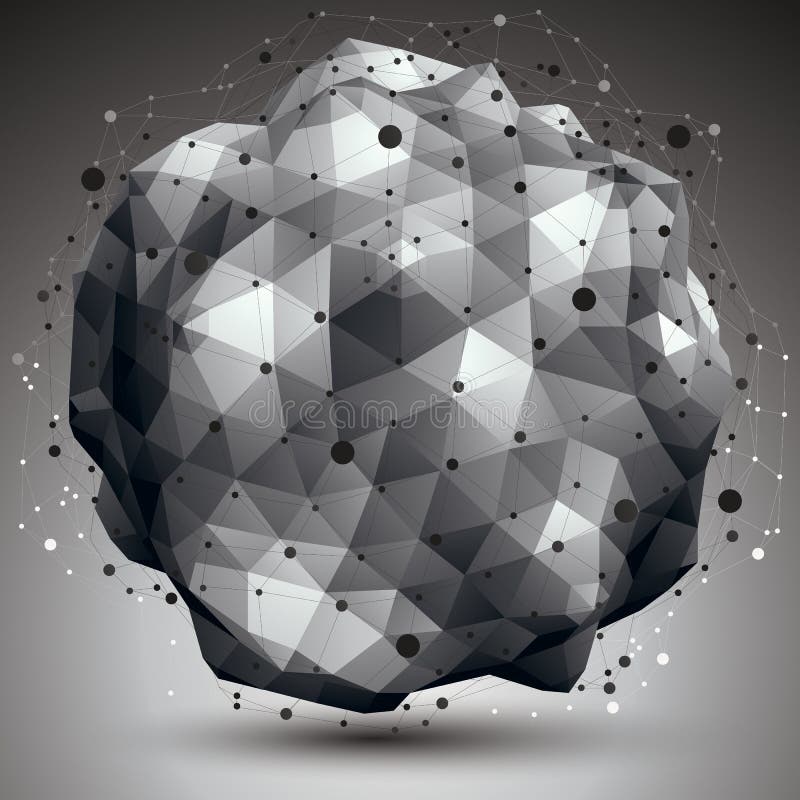 Asymmetric 3D Abstract Lattice Object with Lines Mesh Stock Vector ...