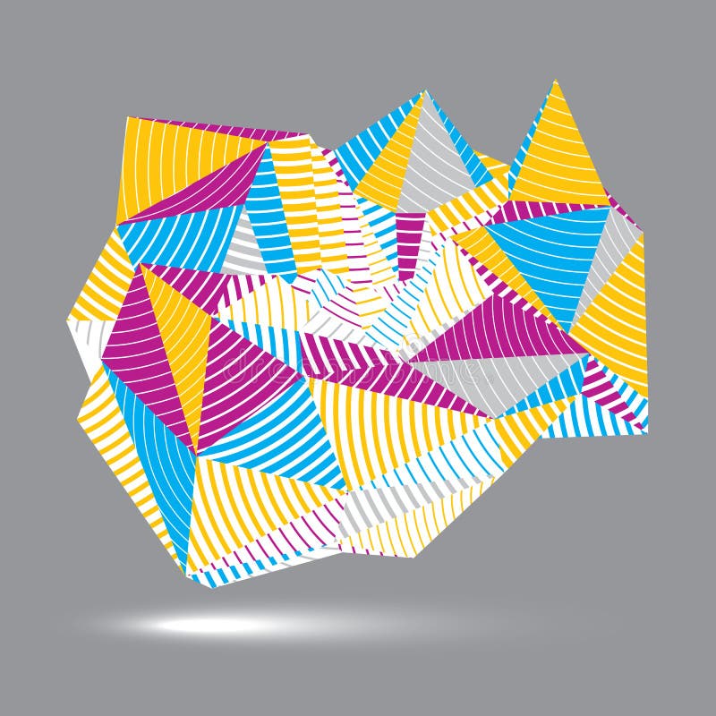 Asymmetric 3D Abstract Striped Vector Object, Colorful Geometric Stock ...