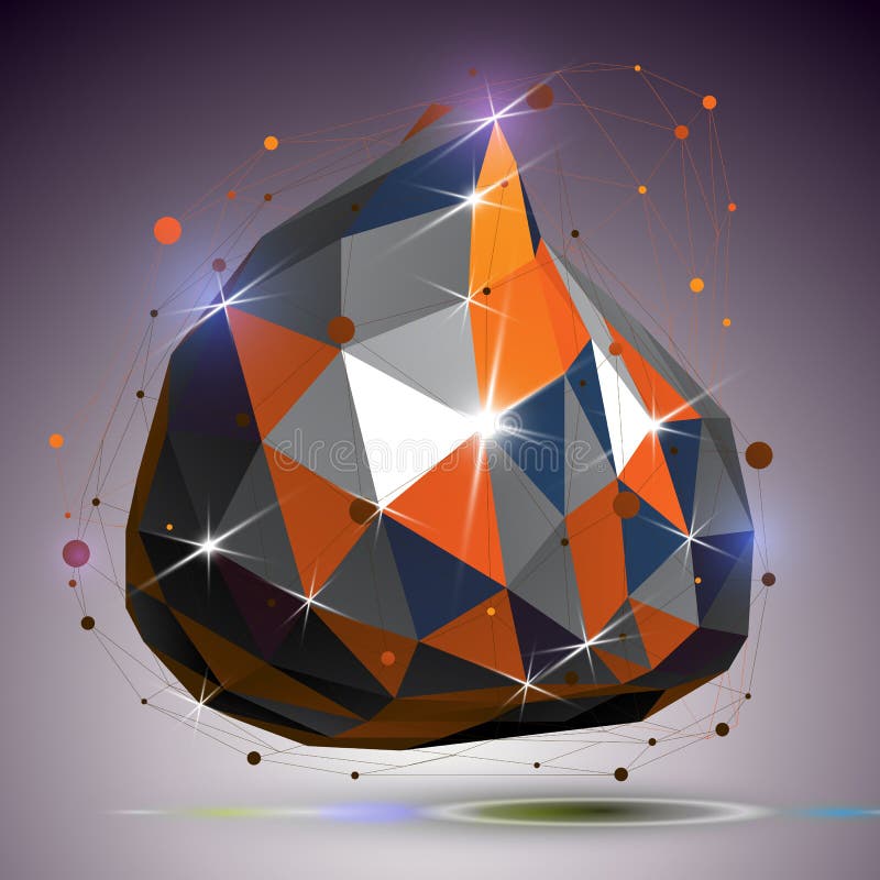 Asymmetric 3d Technology Glossy Shape with Connected Lines and D Stock ...