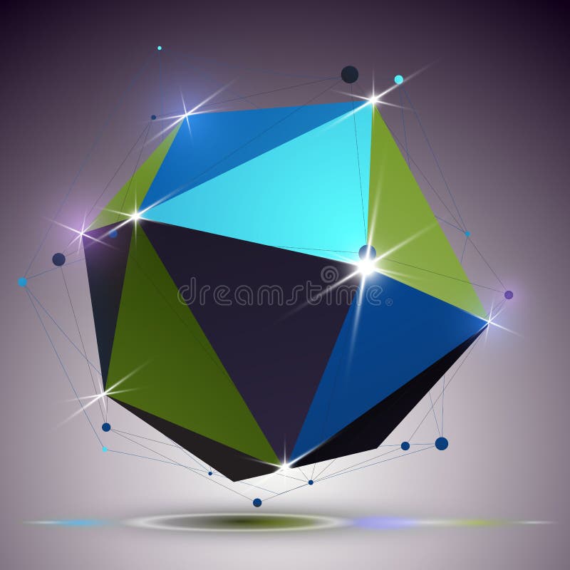 Asymmetric 3d Technology Glossy Shape with Connected Lines and D Stock ...