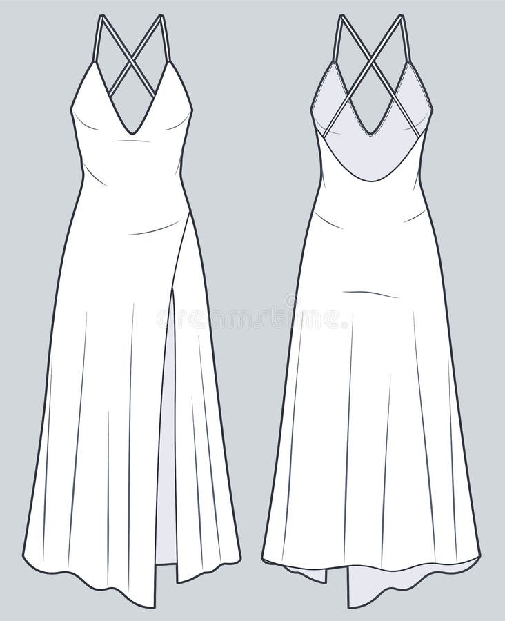Maxi Dress Technical Fashion Illustration Evening Dress Fashion Flat